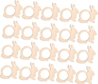 Garneck 20 Stück Holz Serviettenringe Ostern - Kaninchenform Serviettenhalter Für Festliche Tischdekoration - Ideal Für Osterfeiern - Hochzeiten Und Geburtsta