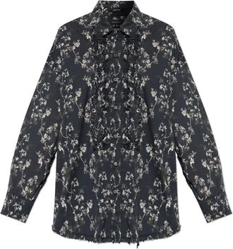 R13 Femme, Blouses et Chemises, Noir, Taille: 36 FR Shredded Seam Ruffle Shirt