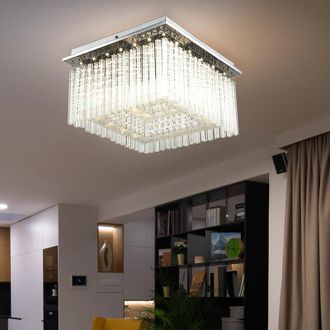 ETC Shop Deckenleuchte Kristallleuchte Deckenlampe Designleuchte Wohnzimmerlampe Schlafzimmer, Metall Glasst&auml;be Kristalldekor klar verchromt, 1x led 21 Watt
