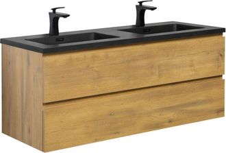 Badplaats Badezimmer Badm&ouml;bel-Set Angela 120 cm - Schwarzes Waschbecken