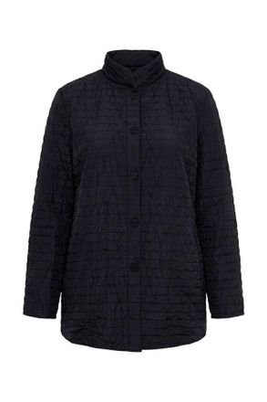 Ulla Popken Sommerjacke Jacke Crash-Effekt A-Linie Stehkragen Langarm