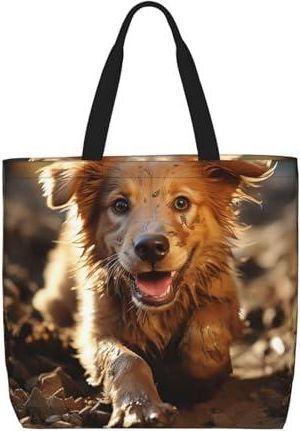 Generic Empreintes De Pattes De Golden Retriever Sac Cabas D&eacute;contract&eacute; Tote Bag L&eacute;ger Sac A Main Femmes Pour Universit&eacute; Quotidienne Shopping
