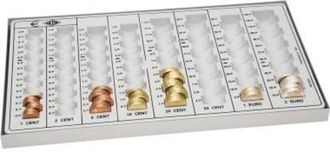 Wedo Wedo - Geldz&auml;hlbrett Kompakt 33,3 x 3,1 x 18,3 cm (b x h x t) eur 1 Cent 2 Cent 5 Cent 10 Cent 20 Cent 50 Cent 1 Euro 2 Euro lichtgrau