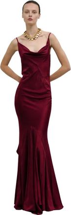 Erika Cavallini Semi Couture Femme, Robes, Rouge, Taille: 42 FR Robe Maxi Volant&eacute;e Ether