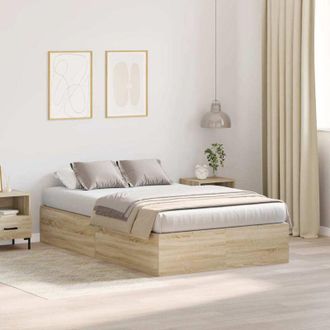 vidaXL Stauraum-Bettgestell aus Sonoma Eiche, 120 x 200 cm Vidaxl
