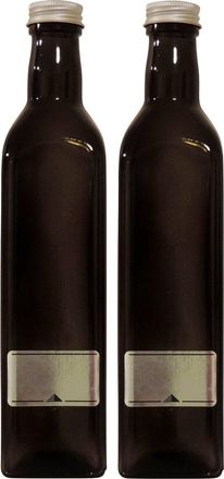 Viva Haushaltswaren mikken -2 x Ölflasche 500ml / braune Schraubverschluss zum selbst abfüllen, inkl. Etiketten zum Beschriften Glasflasche, Glas, 5.8 x 5.8 x 26 cm, 2-Ei