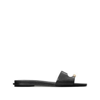 Tory Burch Femme, Chaussures, Noir, Taille: 36 1/2 EU Sandales Noires Or Percées Slide