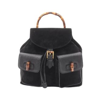 Gucci Pre-owned Bamboo Suede Backpack - - Pre-owned - Damen - Schwarzk - ONE SIZE
