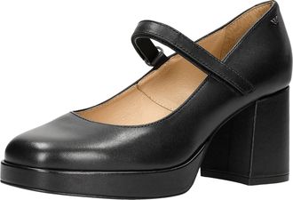 Wojas Pumps f&uuml;r Damen | Mary-Jane-Typ | Naturleder | Weiches Futter L&auml;ssiger Stil | 35083-51 - Schwarz, Gr&ouml;&szlig;e 38