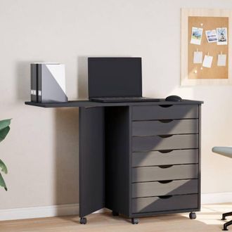 vidaXL Vidaxl - Armoire roulante avec bureau moss gris bois de pin solide