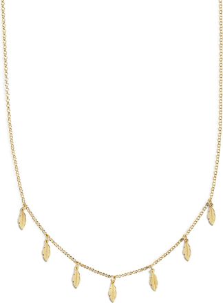 Singularu Halskette Mini Leaves - Anh&auml;nger aus Messing - Kette mit 7 Mini-Bl&auml;ttern Einheitsgr&ouml;&szlig;e - Damenschmuck - 18kt Vergoldung