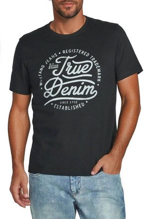 Mustang Jeans T-Shirt Herren Printshirt 4er Pack Set Regular Fit (Vorteilspack, 4-tlg) Kurzarm Sommer Tee Shirt mit Rundhalsausschnitt aus 100% Baumwolle