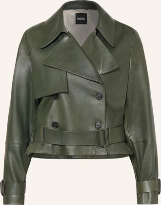 HUGO BOSS Lederjacke Satela gruen