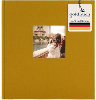 Goldbuch 27 920 Bella Vista Fotoalbum mit Bildausschnitt Senf, Erinnerungsalbum im Format 30 x 31 cm, Foto Album 60 schwarze Seiten mit Pergamin-Trennblättern,