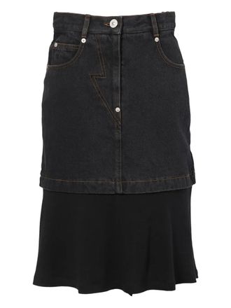 pushBUTTON jupe mi-longue à design superposé - Noir