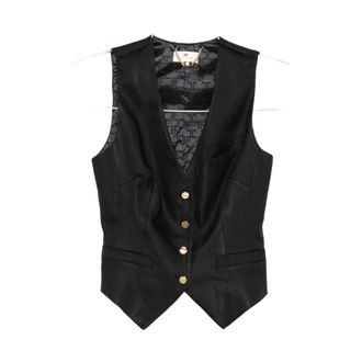 Elisabetta Franchi Gilet aus Leinen- und Kreppmischung - - Suits - Damen - Schwarzk - S