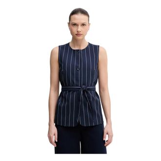 Benetton &Auml;rmellose Weste mit Nadelstreifen und Bindeg&uuml;rtel - - Jackets - Damen - Blau - XS