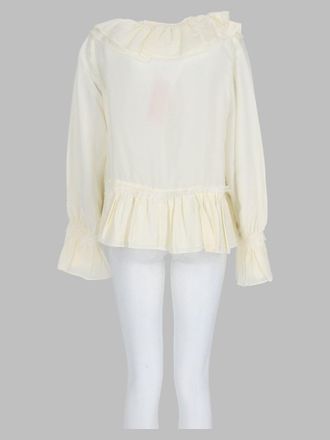 Ganni Ruffle-Trimmed Viscose-Silk Blouse - White