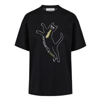 Iceberg Femme, Tops, Noir, Taille: 40 FR T-shirt avec imprim&eacute; chat brod&eacute;