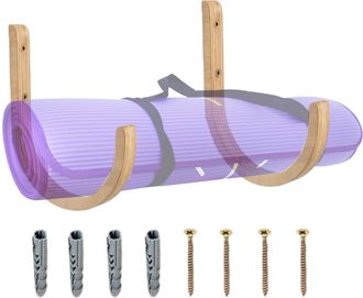 Generic Organizer F&uuml;r Yoga-Matten | 2 Teile aus Holz inklusive Montageschrauben,Yogamattenhalter f&uuml;r die Wandmontage - F&uuml;r Zuhause Indoor Training mit Widerst