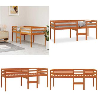 vidaXL Hochbett Wachsbraun 75x190 cm Massivholz Kiefer - Kinderbett - Hochbett - Jugendbett - Massivholzbette - Kiefernbett - Home & Living