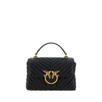 Pinko Schwarze Kalbsleder Bos Taurus Handtasche