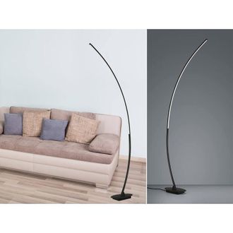 Trio Leuchten Led Stehlampe gebogen solo Metall Schwarz Höhe 158cm Ausladung 35cm