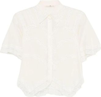 Ermanno Scervino Femme, Blouses et Chemises, Blanc, Taille: 36 FR Chemise en coton brod&eacute;