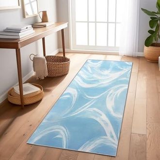 Generic Tapis Couloir Lavable en Machine 60x240 cm Passage Cuisine Chambre Adulte Tapis Couloir Long &Eacute;l&eacute;gance, Coups de Pinceau tourbillonnants Poil Ras Doux 