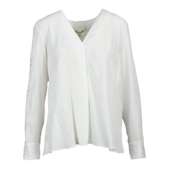Diane Von F&uuml;rstenberg Femme, Blouses et Chemises, Blanc, Taille: 40 FR Blouse avec empi&egrave;cements en dentelle