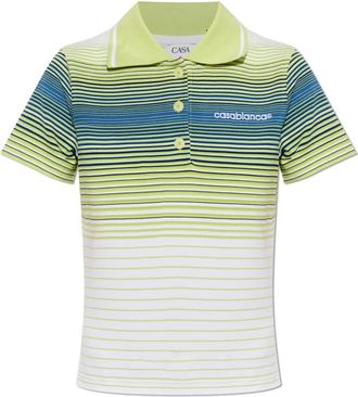 Casablanca Femme, Tops, Vert, Taille: 38 FR Polo &agrave; Manches Courtes Ray&eacute; Bourgeois
