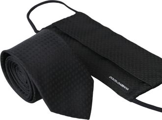 Dolce & Gabbana Mens Black Silk Adjustable Necktie Face Mask Accessory