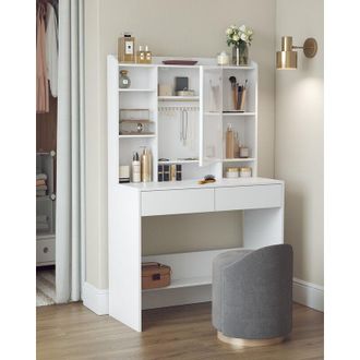 Vasagle Vasagle - Coiffeuse avec Miroir led, 3 Couleurs, Luminosit&eacute; R&eacute;glable, Table de Maquillage avec Miroir, Grand, &Eacute;tag&egrave;re de Rangement R&eacute;glable, 2
