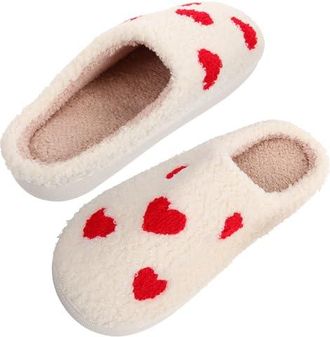 Beaupretty Pantoufles en Coton pour Couples Taille 40/41 Rouges Motif Coeur Pantoufles dInt&eacute;rieur Chauds et Moelleux Douces et Antid&eacute;rapantes