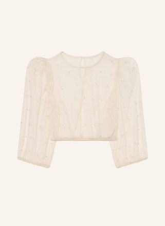 Riani Riani Dirndlbluse Aus T&uuml;ll Mit 3/4-Arm Und Schmuckperlen weiss
