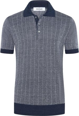 Gran Sasso Poloshirt mit Nadelstreifen aus einem Baumwolle-Leinen-Mix in