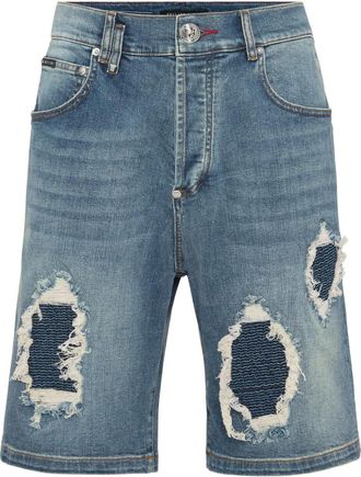 Philipp Plein short Formentera en jean - Bleu