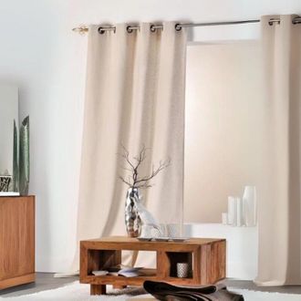 HOME MAISON Rideau en Coton et Lin Uni xxl Beige 135x350 cm