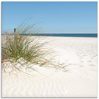 Artland ARTland Wanddeko Glasbilder Wandbild Glas Bild einteilig Quadratisch Strand Meer Küste Sand Düne Gräser Maritim T5MA