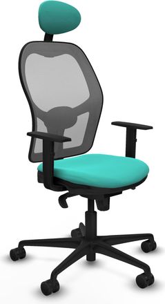 Piqueras y Crespo B&uuml;rostuhl mit 1D-Armlehnen, h&ouml;henverstellbarer Lendenwirbelst&uuml;tze und festem Kopfteil, ausgestattet mit 5 Positionen und injiziertem Schaumstoff, Grau