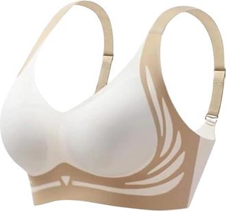 Generic Bustier Femme Rembourr&eacute; Gather Soutien-gorge Sans Fil Soutien-gorge Femme Lingerie Quotidien Sports BHS, Blanc., 4XL