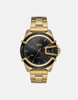 Diesel Montre effet cage pour homme en acier inoxydable &agrave; 3 aiguilles et affichage date - Dor&eacute;