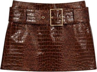 Rowen Rose Croco Bleistiftrock - - Skirts - Damen - Braun - XS