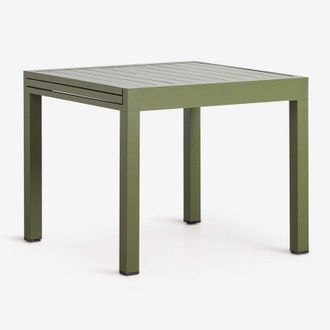 Sklum Starmi ausziehbarer Gartentisch 90-180x90 cm aus Aluminium Tiefes Gr&uuml;n Olive