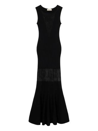 Blumarine robe longue sans manches à empiècements en dentelle - Noir