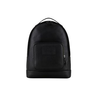 Emporio Armani Homme, Sacs, Noir, Taille: ONE Size Sac &agrave; dos arrondi en cuir foulonn&eacute;