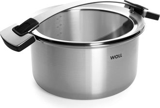 Woll Concept PRO Kochtopf &Oslash; 24 cm Edelstahl mit Deckel, 13,5 cm hoch, 6,0 l - Induktion - f&uuml;r alle Herdarten - backofenfest bis 220 &deg;C - silber