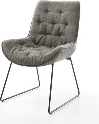 DELIFE Esszimmerstuhl Taimi-Flex Bouclé Soft Schlamm Kufengestell Schwarz, Esszimmerstühle