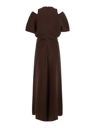 Federica Tosi Cold-Shoulder Cut-Off Cady Dress - Brown