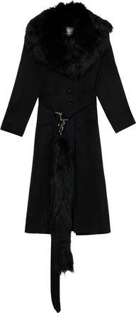 Blumarine Manteau Ceintur&eacute; Col Mouton Retourn&eacute; - Femme - Manteaux - Noir - Taille: 36 FR